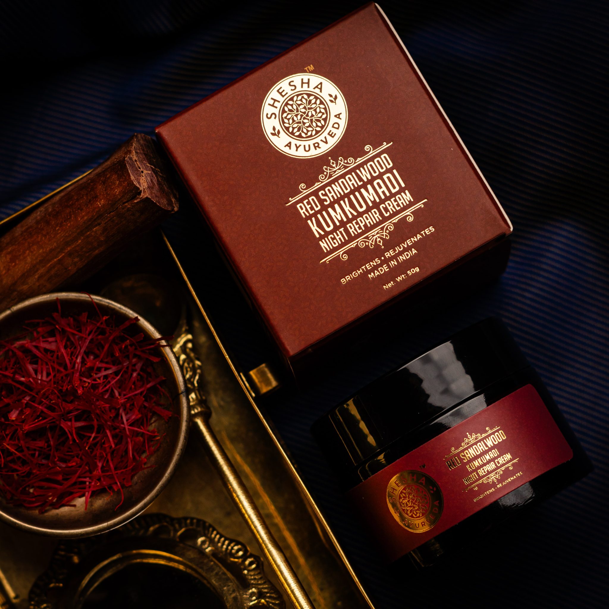 Buy Red Sandalwood Skin Brightening & Night Repair Cream by Shesha Ayurveda
